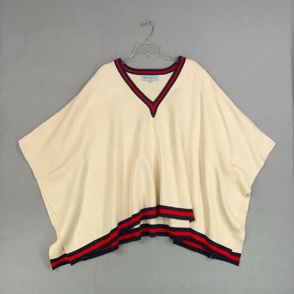 Tuckernuck | Sweaters | Tuckernuck Poncho Womens One Size Cream Red ...